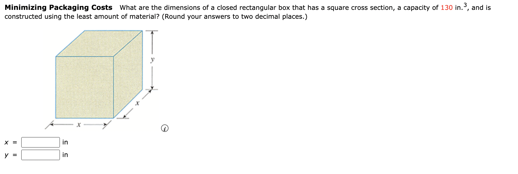 Solved Minimizing Packaging Costs What are the dimensions of | Chegg.com