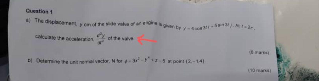 Solved Question 1 a) The displacement, y cm of the slide | Chegg.com
