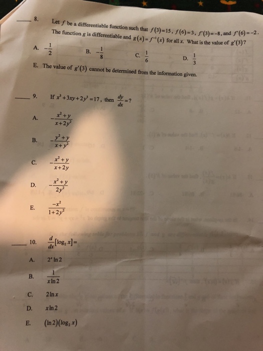 Solved 8· Let F Be A Differentiable Function Such That