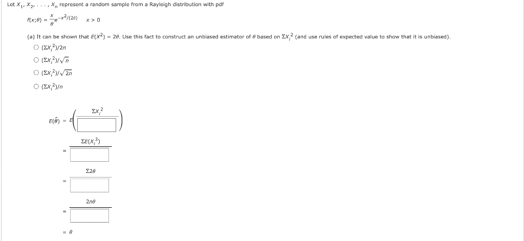 Solved Let X1 X2 … Xn Represent A Random Sample From A