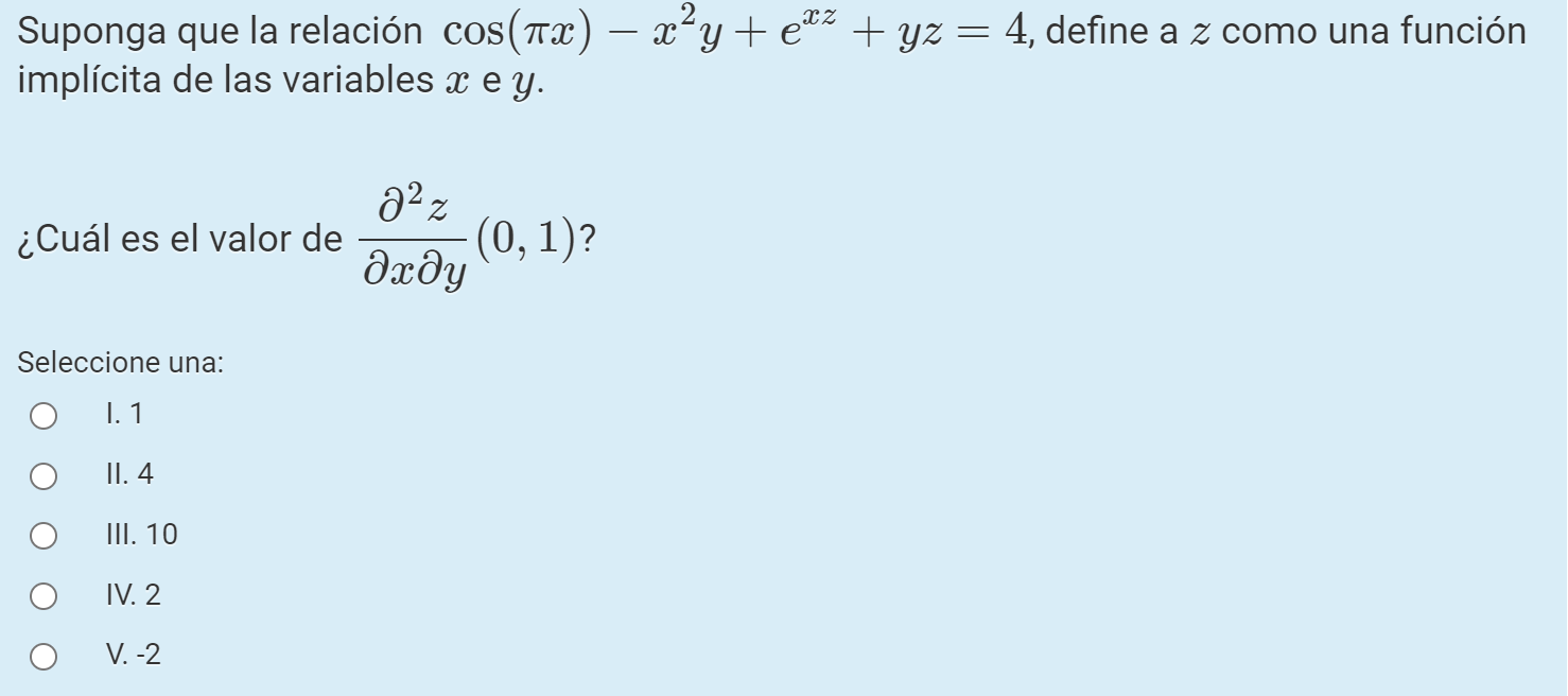 Solved Suponga que la relación cos(πx)-x2y+exz+yz=4, ﻿define | Chegg.com