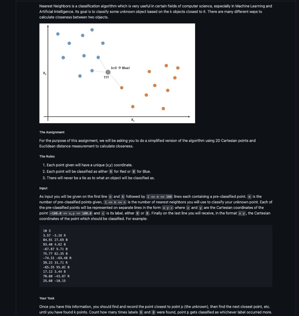 Solved Nearest Neighbors is a classification algorithm which | Chegg.com