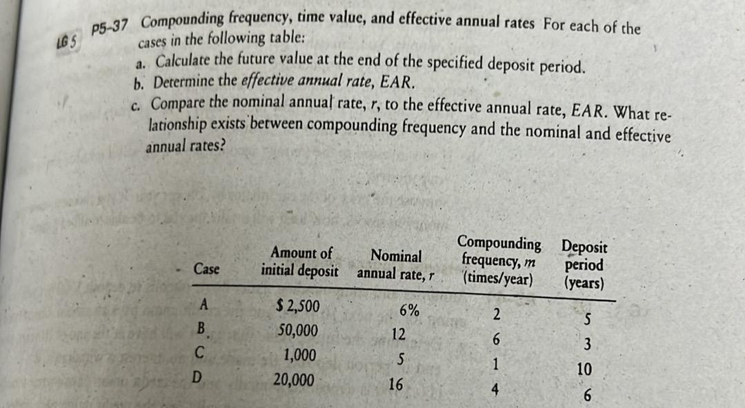 Solved LG 5 P5-37 Compounding frequency, time value, and | Chegg.com
