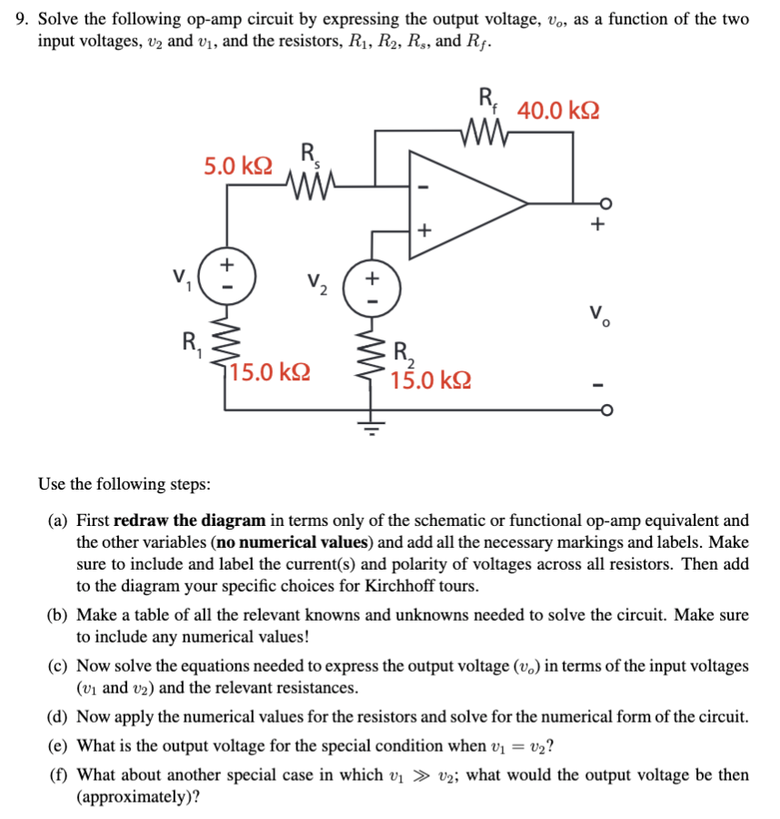 Solved 9. Solve the following op-amp circuit by expressing | Chegg.com
