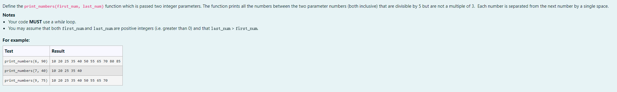 Solved Define the print_numbers(first_num, last_num) | Chegg.com