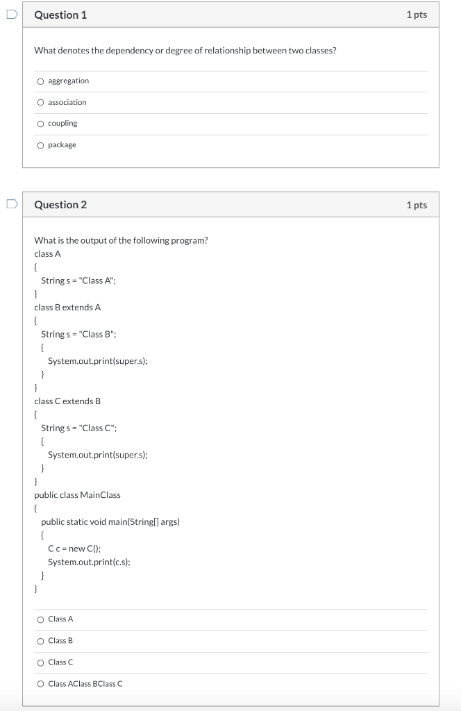 Solved Question 1 1 pts What denotes the dependency or | Chegg.com