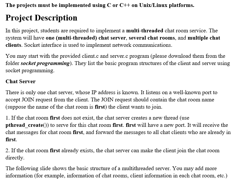 Solved The Projects Must Be Implemented Using C Or C On 