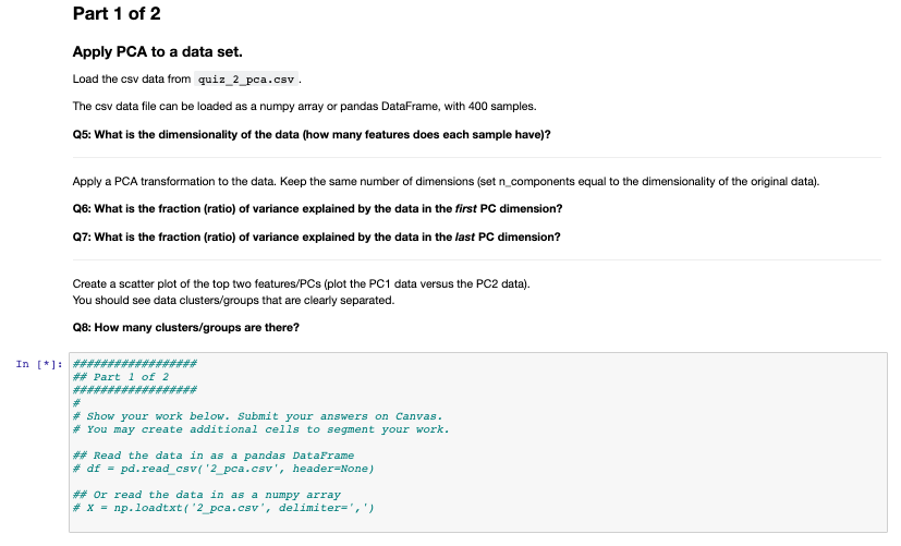 HW, 2 of 3 Unsupervised learning and clustering | Chegg.com