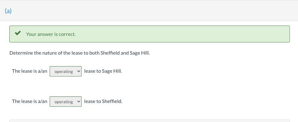 Solved Sheffield Corporation leased equipment to Sage Hill, | Chegg.com