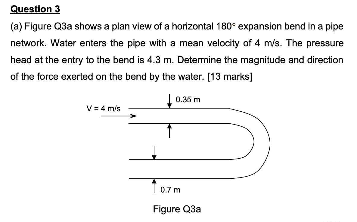 Solved (a) Figure Q3a shows a plan view of a horizontal 180∘ | Chegg.com