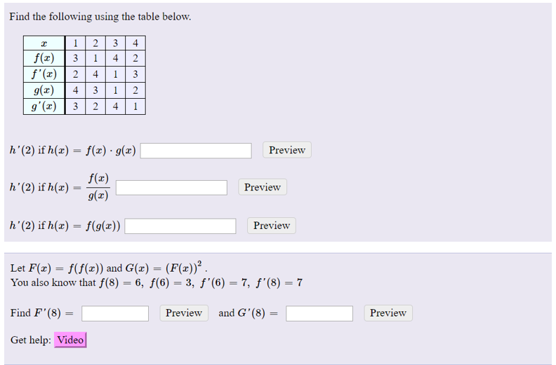 Solved Find the following using the table below. 1 2 3 4 | Chegg.com