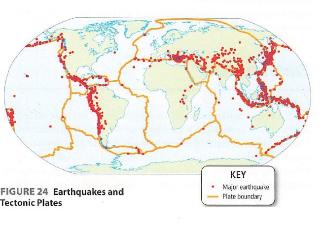 Solved Figure 24 shows where the major earthquakes occurred | Chegg.com