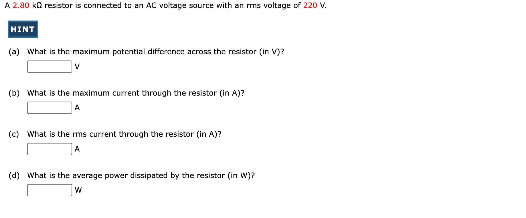 Solved (a) What is the maximum potential difference across | Chegg.com