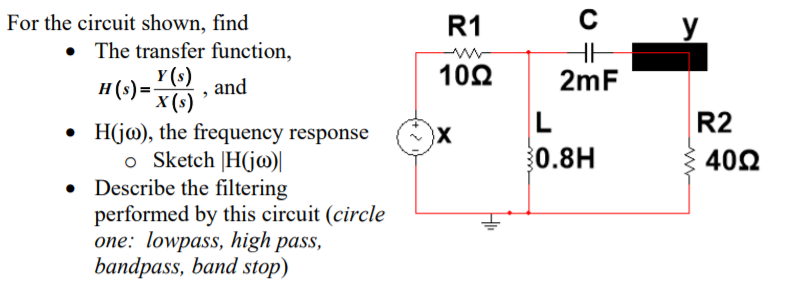 Solved For the circuit shown, find The transfer function, R1 | Chegg.com