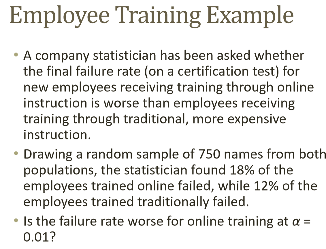 Solved Employee Training Example • A company statistician | Chegg.com