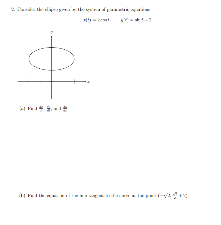 Solved 2. Consider the ellipse given by the system of | Chegg.com