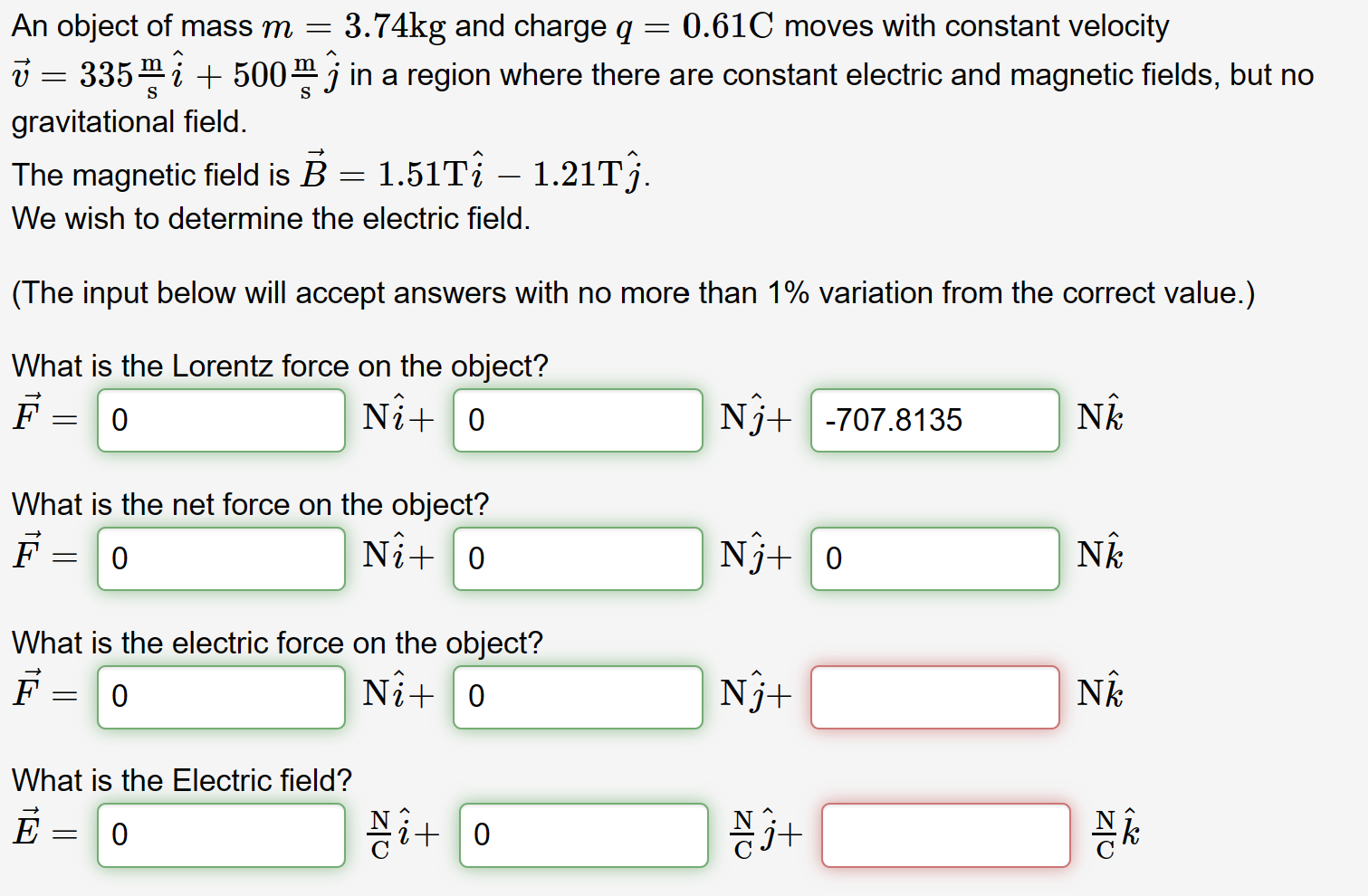 Solved An object of mass m=3.74 kg and charge q=0.61C moves | Chegg.com
