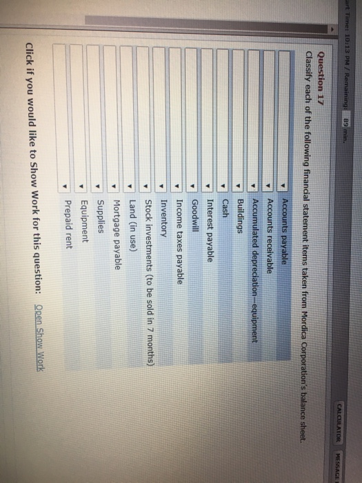 Solved Question 17 Classify each of the following financial | Chegg.com