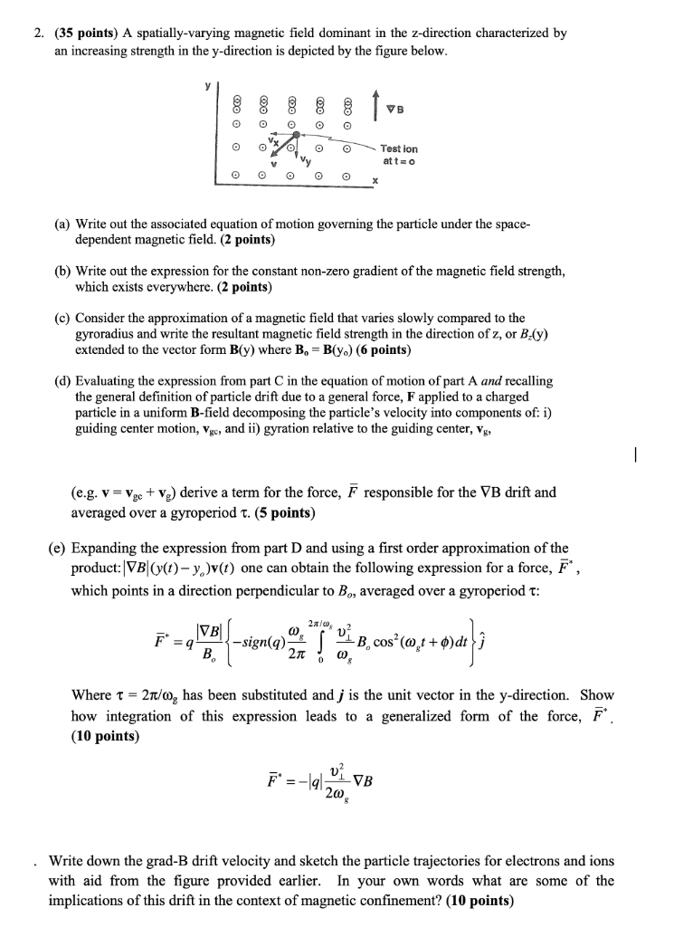 Solved 2. (35 points) A spatially-varying magnetic field | Chegg.com