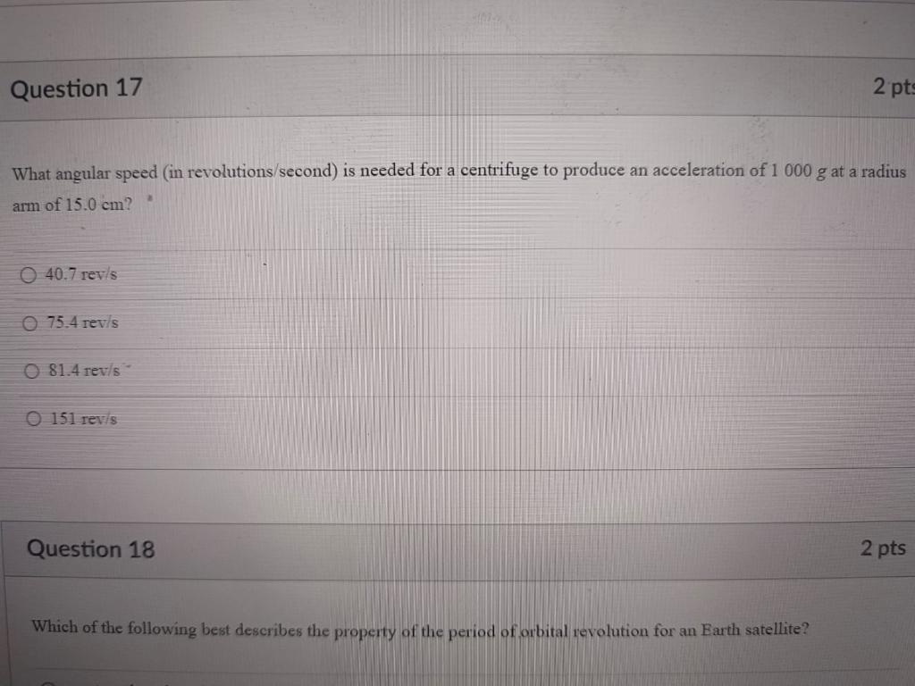 Solved What angular speed (in revolutions/second) is needed | Chegg.com