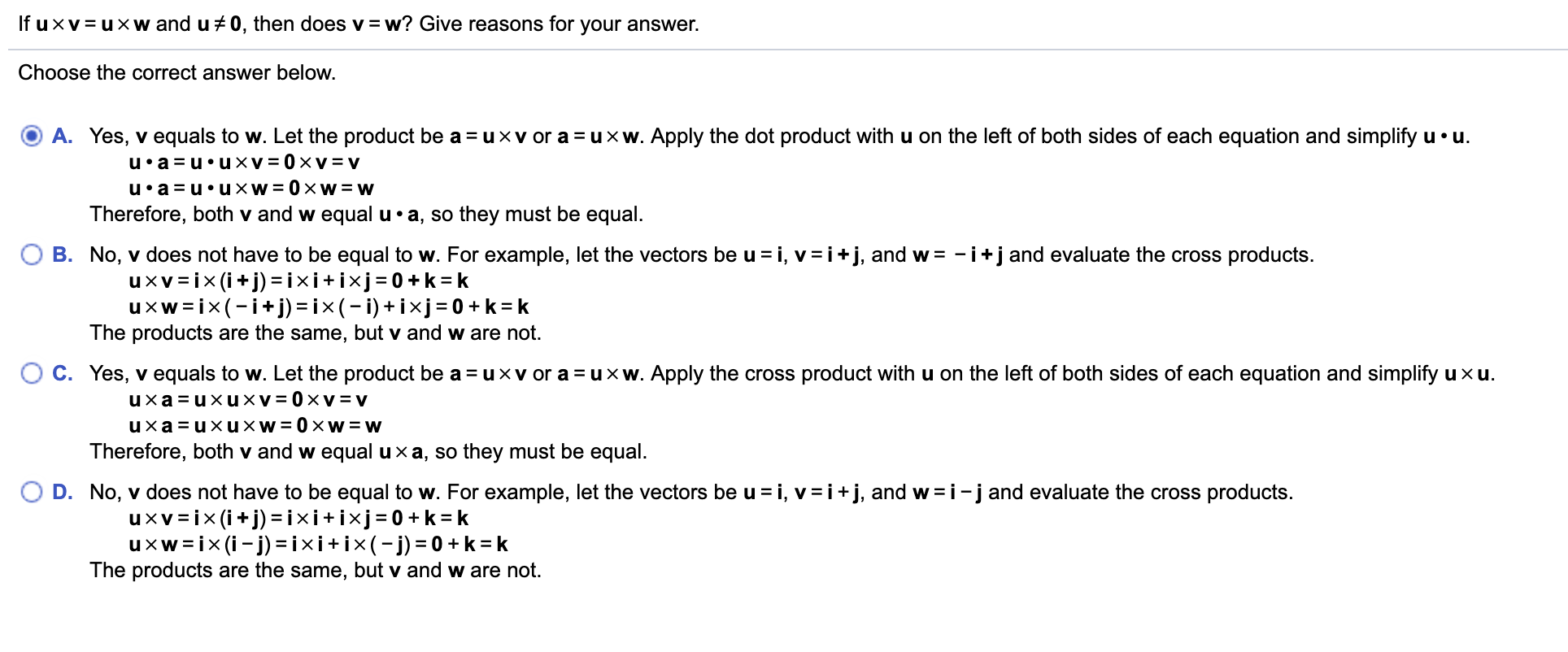 Solved If uxy=uxw and u= 0, then does v=w? Give reasons for | Chegg.com