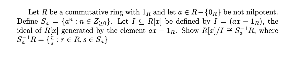 Solved Let R be a commutative ring with 1R and let a∈R−{0R} | Chegg.com