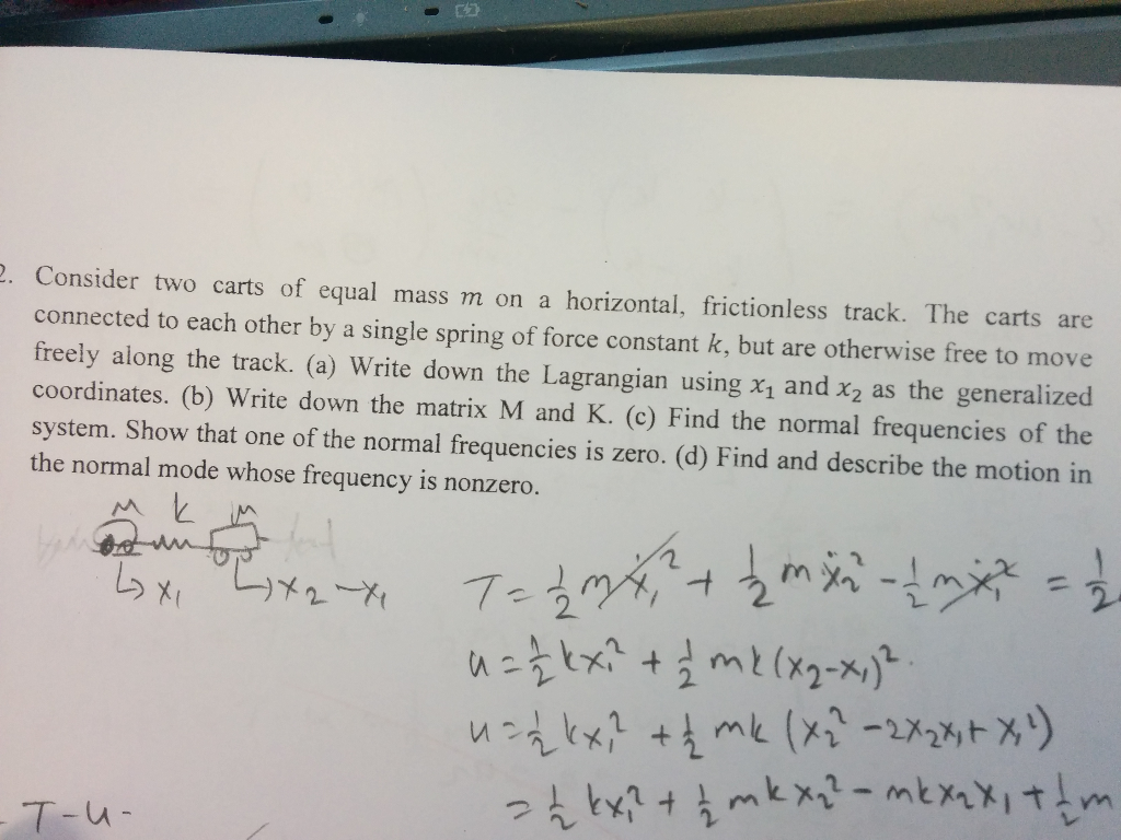 Solved . Consider two carts of equal mass m on a horizontal, | Chegg.com