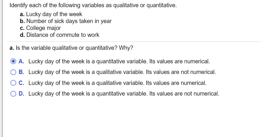 Solved Identify each of the following variables as | Chegg.com