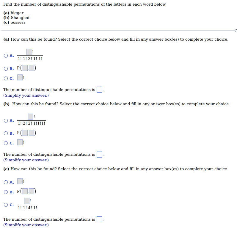 Solved Find The Number Of Distinguishable Permutations Of