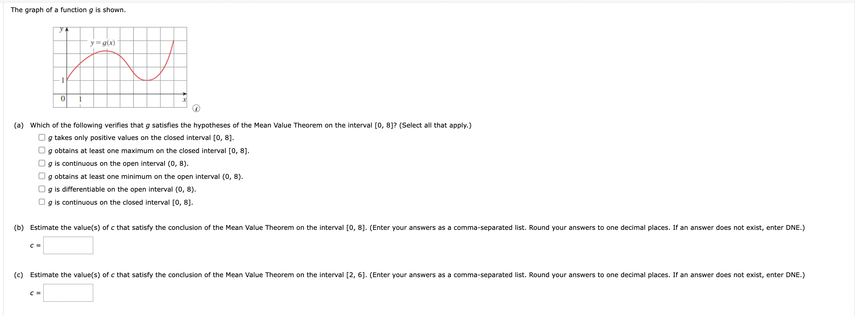 Solved The graph of a function g is shown. (a) Which of the | Chegg.com