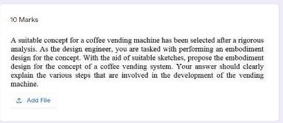 Solved 10 Marks A suitable concept for a coffee vending | Chegg.com