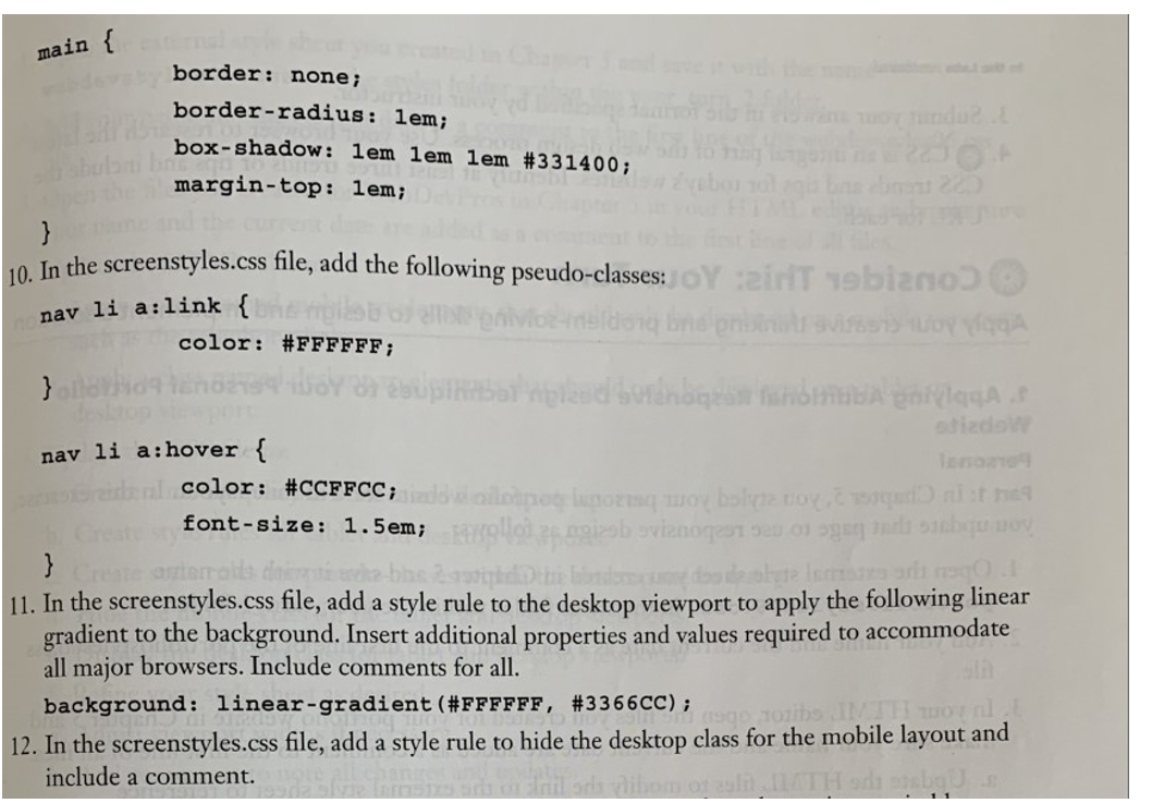 Solved Original code: index.html; screenstyles.css