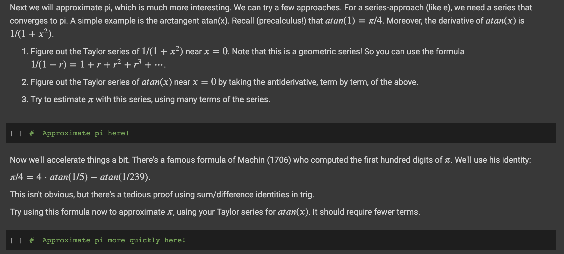 Solved Next we will approximate pi, which is much more | Chegg.com