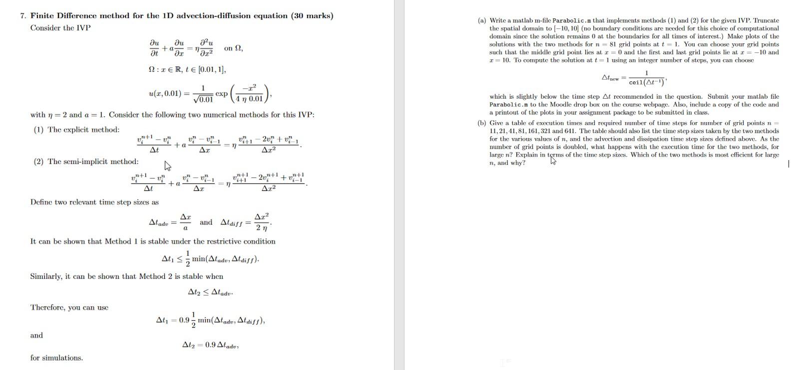 7. Finite Difference method for the 1D | Chegg.com