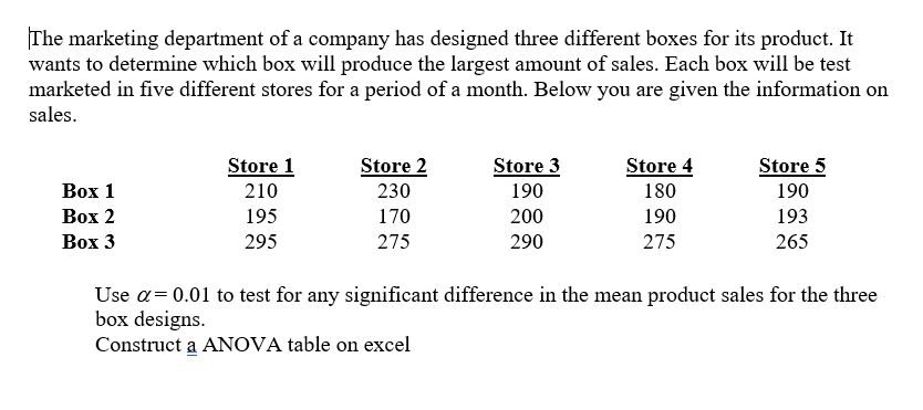 Solved The marketing department of a company has designed | Chegg.com
