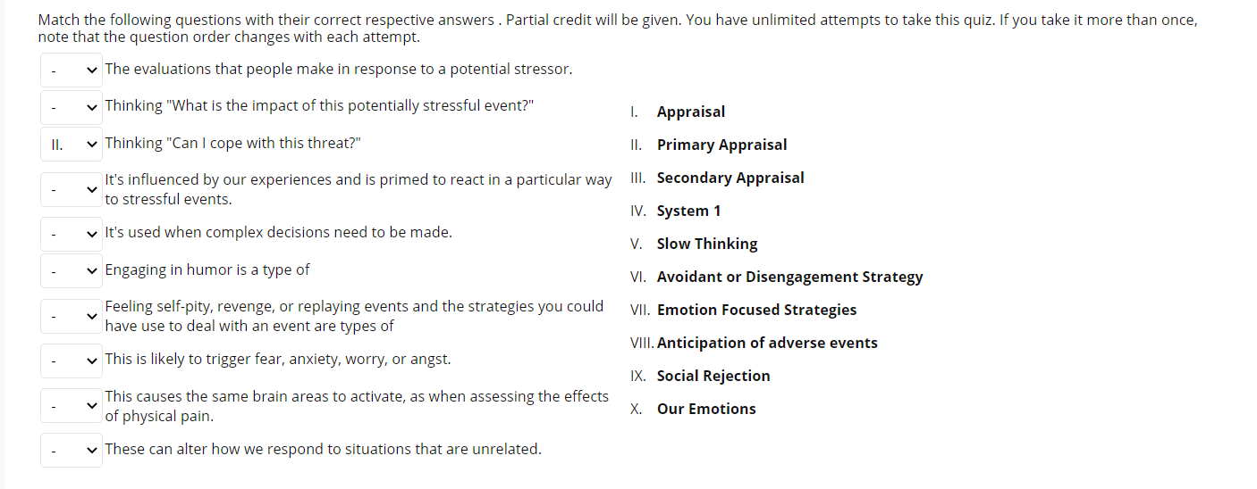 Solved Match the following questions with their correct | Chegg.com
