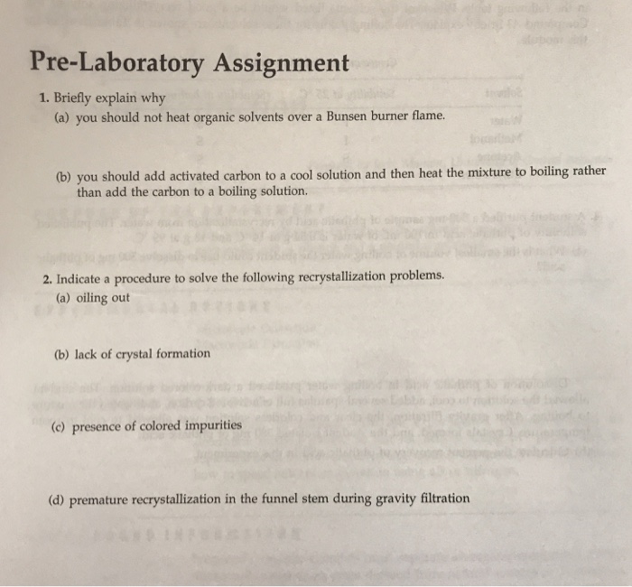 Pre-Laboratory Assignment 1. Briefly explain why o) | Chegg.com