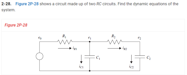 Solved 2-28. Figure 2P-28 shows a circuit made up of two RC | Chegg.com