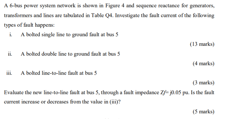 Solved A 6-bus power system network is shown in Figure 4 and | Chegg.com