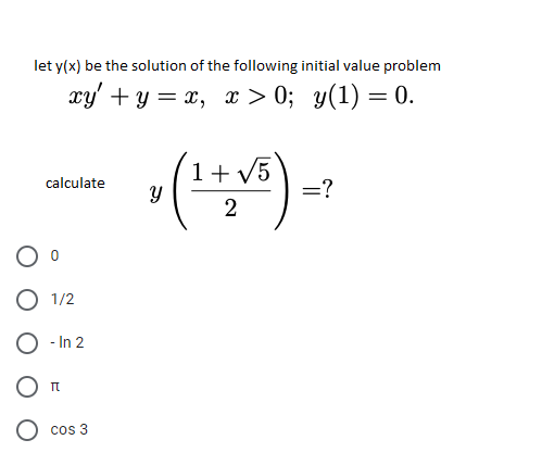 Solved let y(x) be the solution of the following initial | Chegg.com