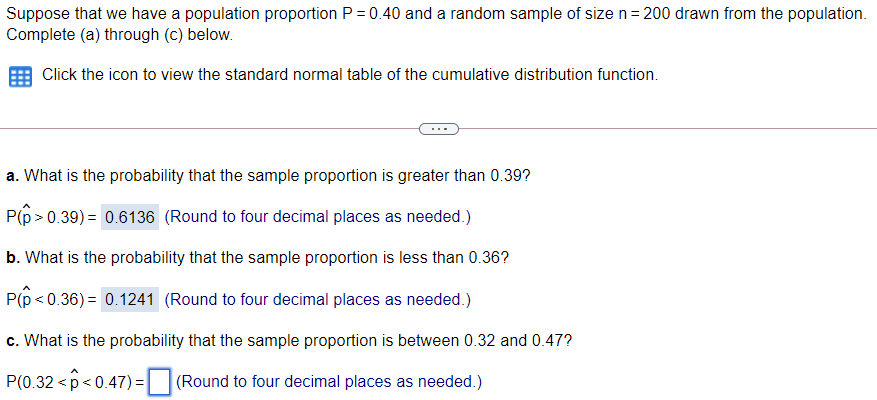 Solved Suppose that we have a population proportion P = 0.40 | Chegg.com