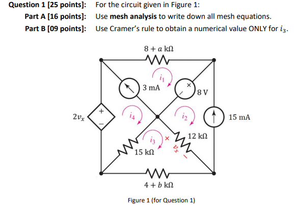Solved Question 1 (25 points): For the circuit given in | Chegg.com