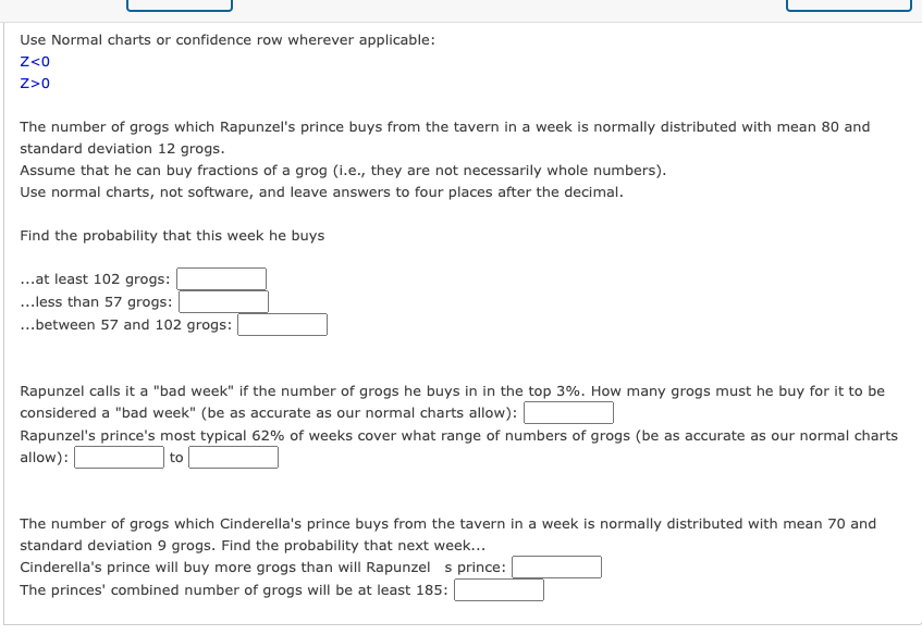 Solved Use Normal charts or confidence row wherever | Chegg.com