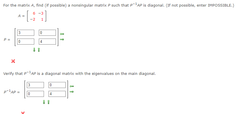 Solved For the matrix A, find (if possible) a nonsingular | Chegg.com