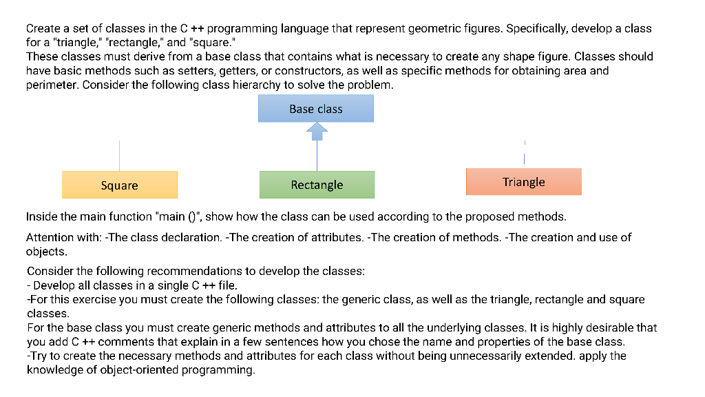 Solved Create a set of classes in the C ++ programming | Chegg.com