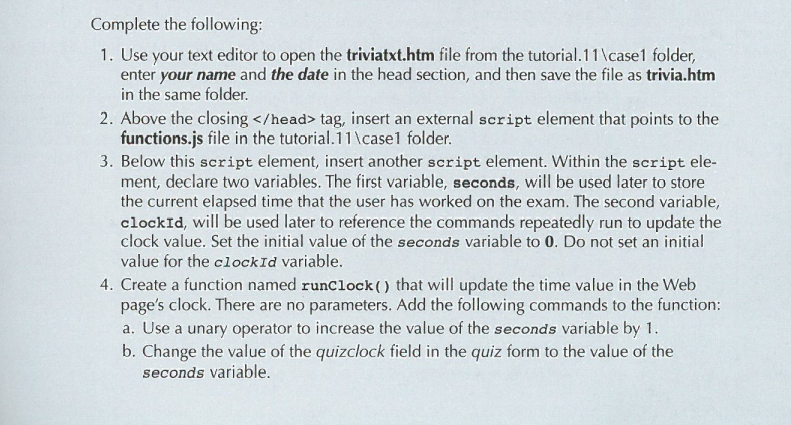 Solved 1. Use your text editor to open the triviatxt.htm | Chegg.com
