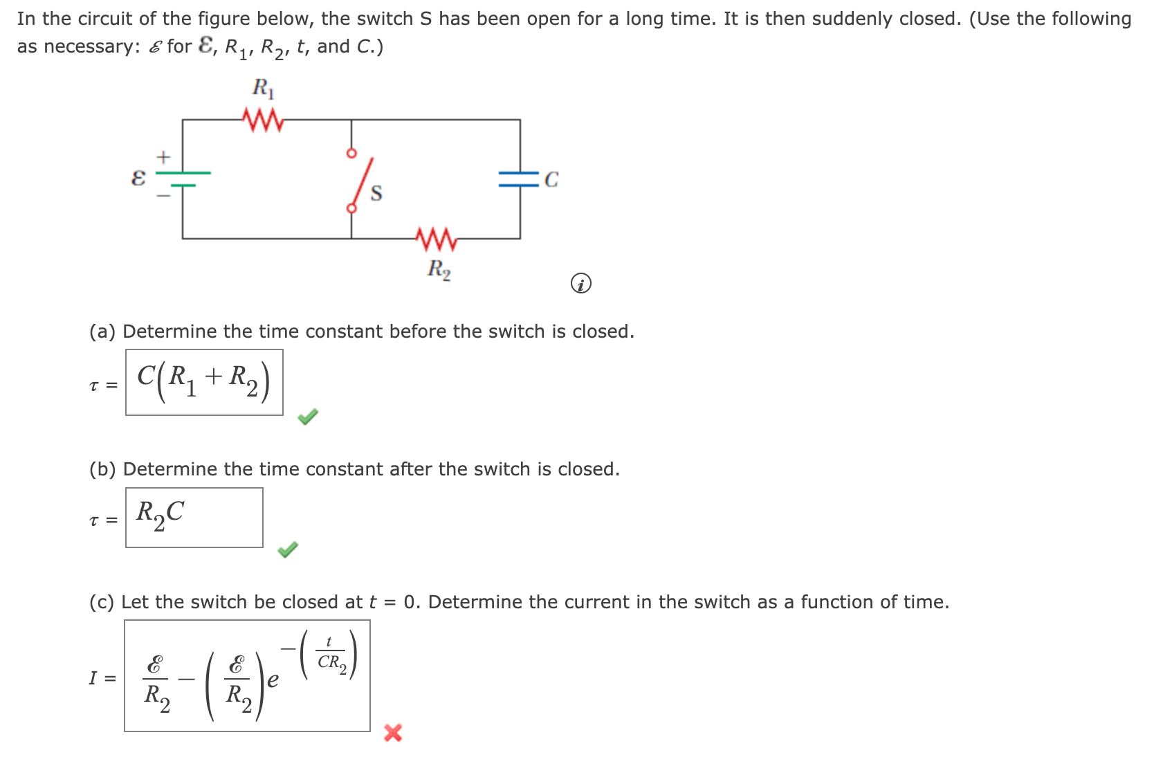 Solved In the circuit of the figure below, the switch S has | Chegg.com