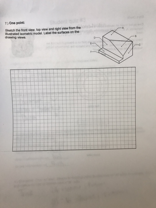 Solved 7) One point: Sketch the front view, top view and | Chegg.com