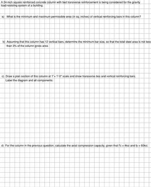Solved A 24-inch square reinforced concrete column with tied | Chegg.com