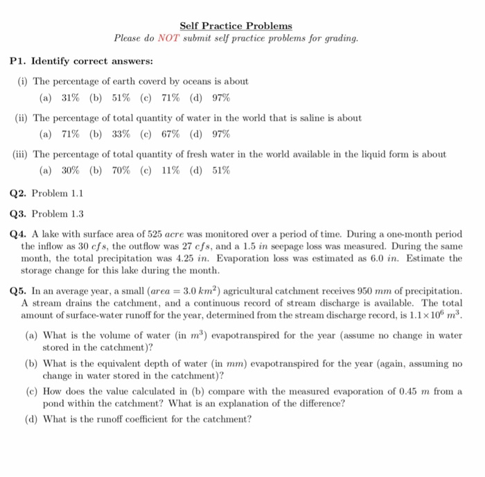 Solved ractice Please do NOT submit self practice problems | Chegg.com